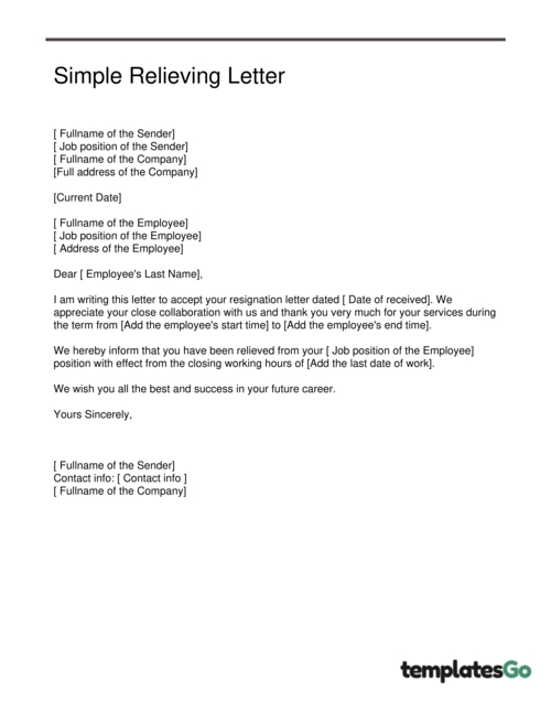 Relieving Letter-How To Write With 4 Professional Templates