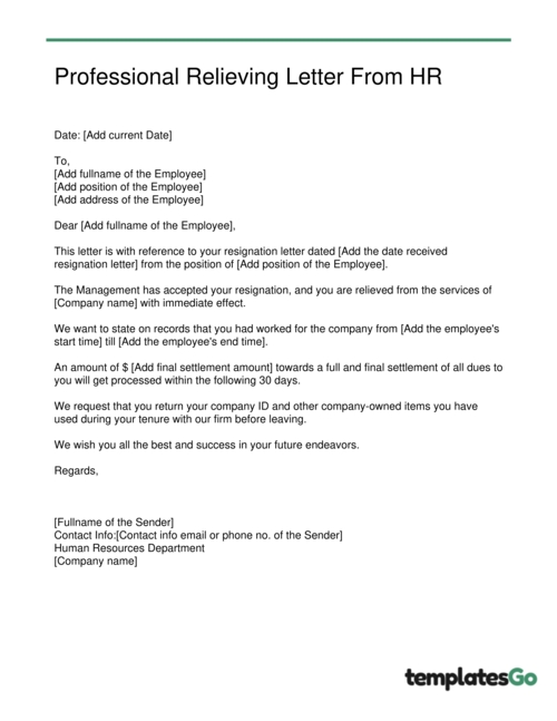 Relieving Letter-How To Write With 4 Professional Templates