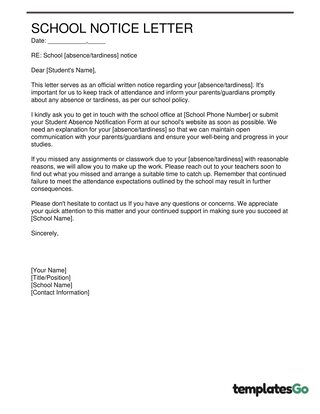 Student Absence Notice- Free Templates For Teachers Need