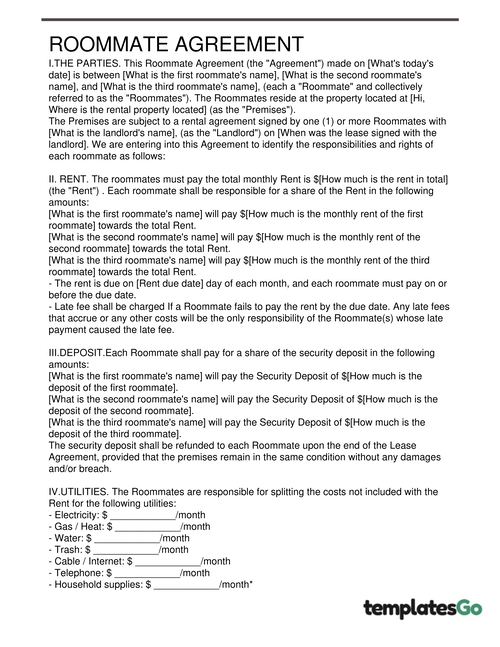 Roommate Agreement (+2 Rental Contract Templates)