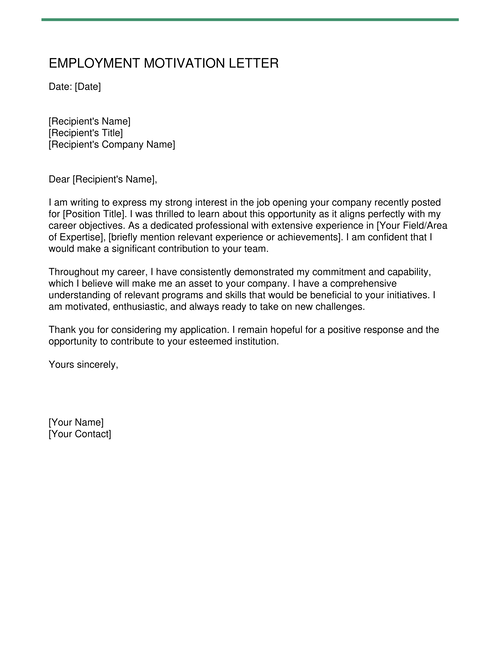 Free Motivation Letter Templates To Nail Your Success