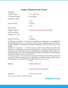 Business Letter Format Example - Free Resource - templatesGo