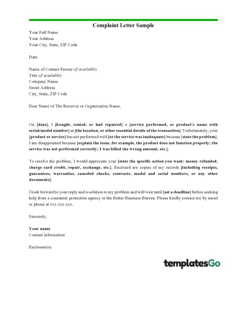 Complaint Letter Template-3 Key Factors To Know
