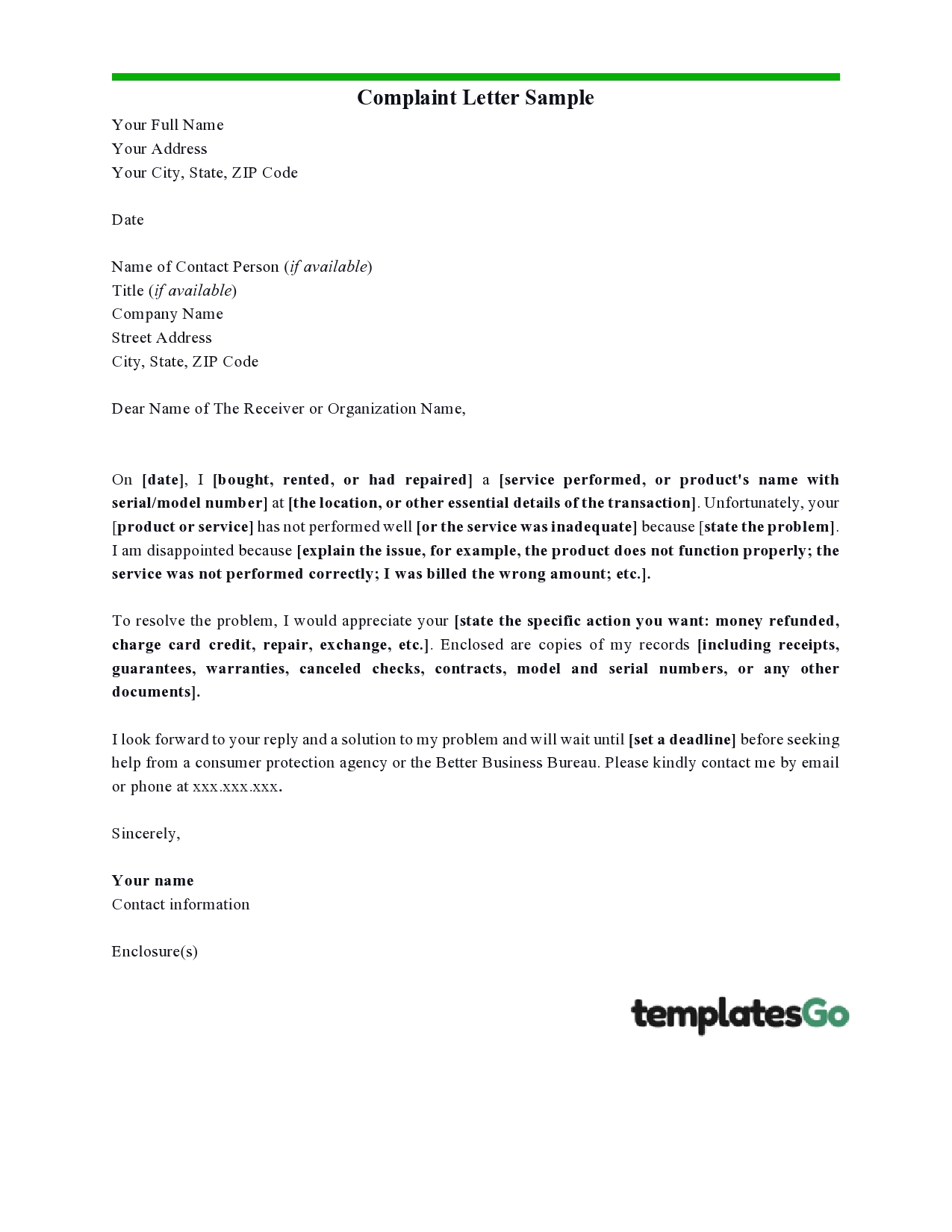 Complaint Letter Template-3 Key Factors To Know