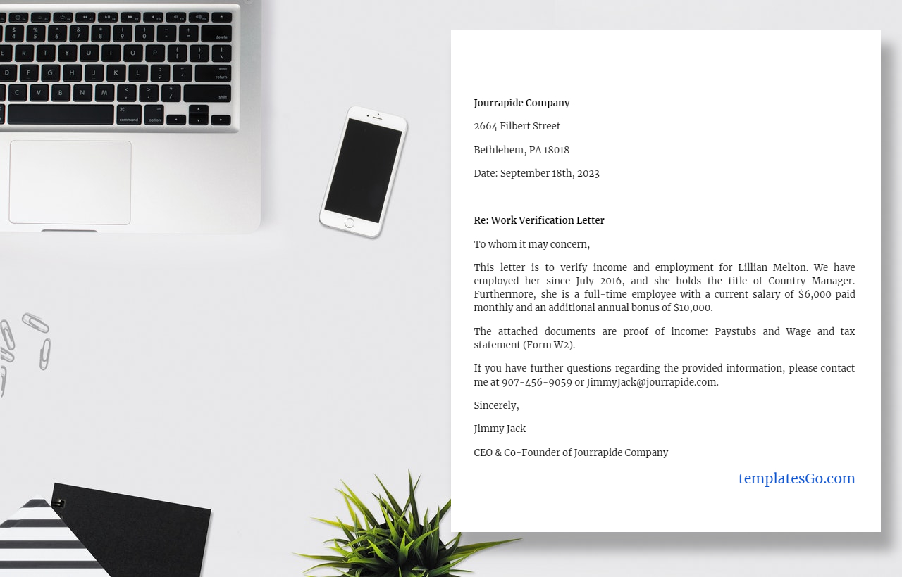 Employment Verification Letter With Free Editable Templates