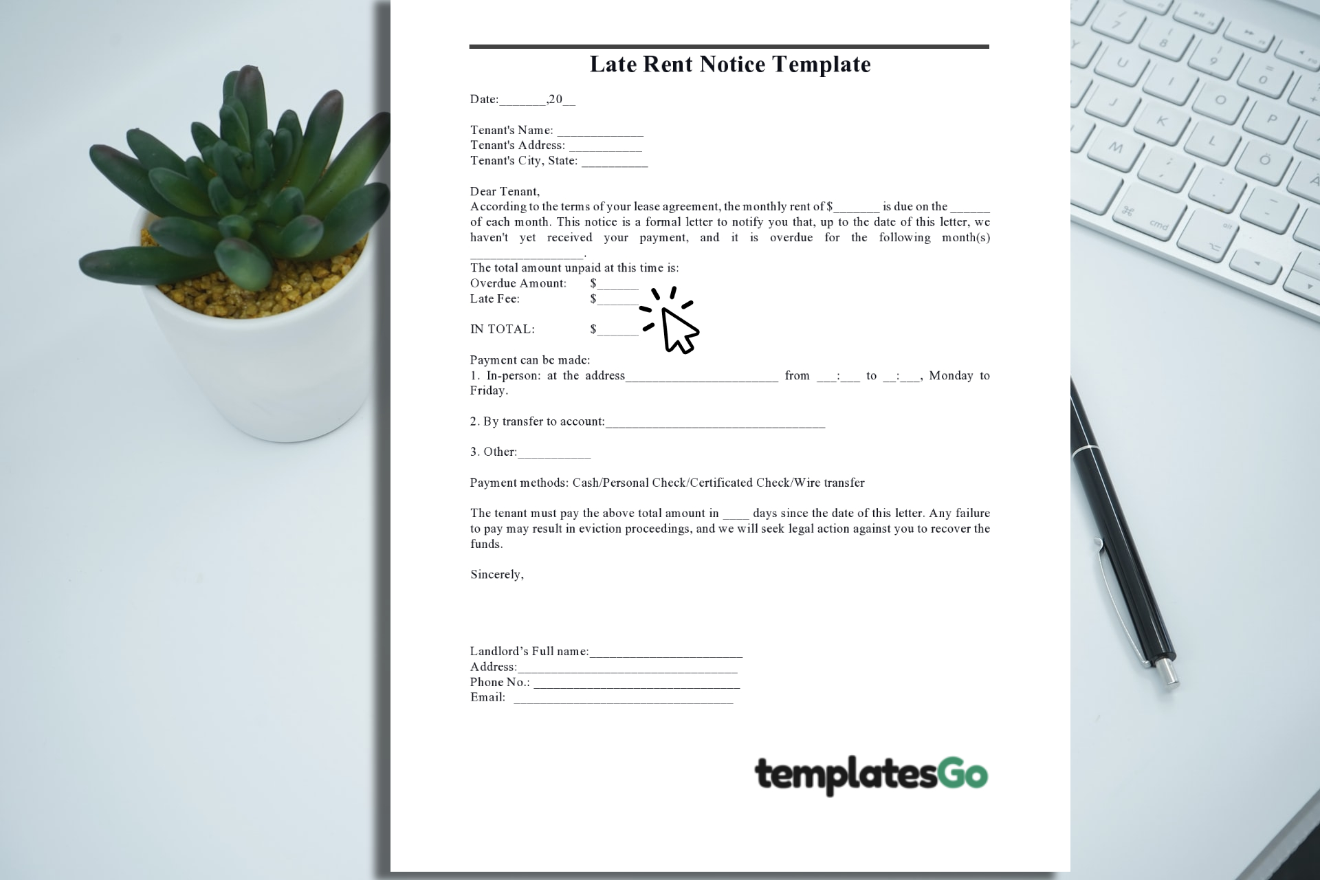 Late Rent Notice - Free Template and Guideline