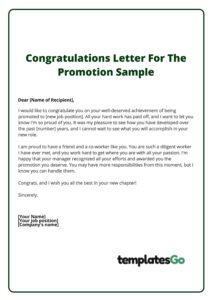 Congratulations Letter At Work Templates