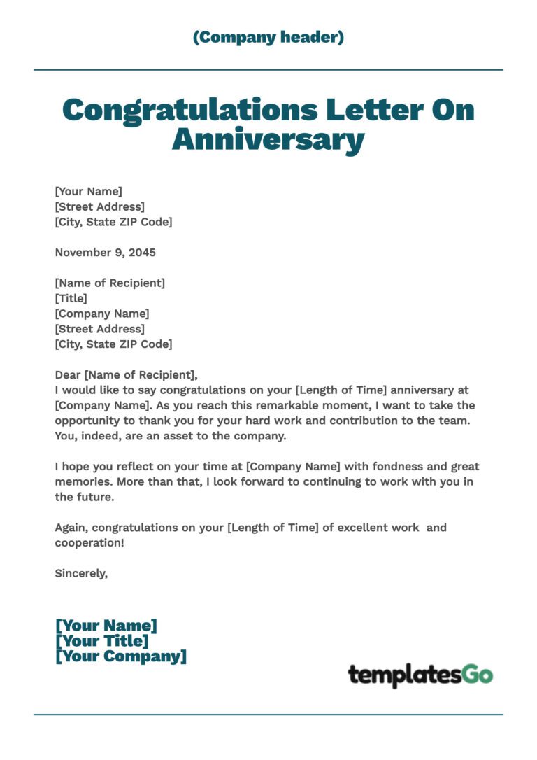 Congratulations Letter At Work Templates