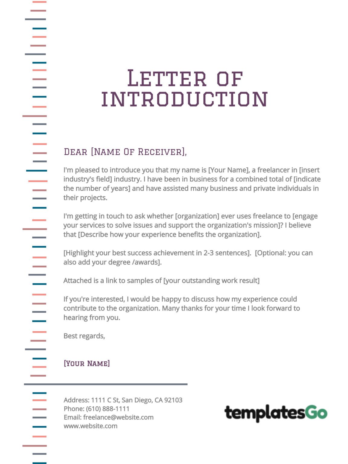 Letter Of Introduction- For Business With Free Samples