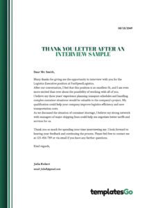 Thank You Letter After An Interview - Practical Examples