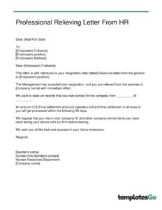 Relieving Letter-How To Write With 4 Professional Templates
