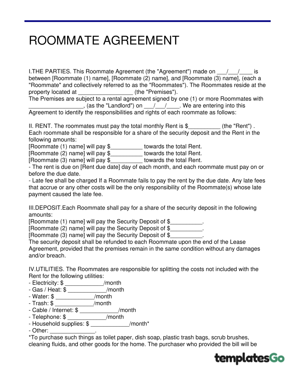 Roommate Agreement (+2 Rental Contract Templates)