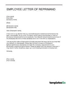 Letter Of Reprimand - Tips To Write With Editable Templates