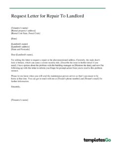 Free Letter To Landlord For Repairs Samples & Templates