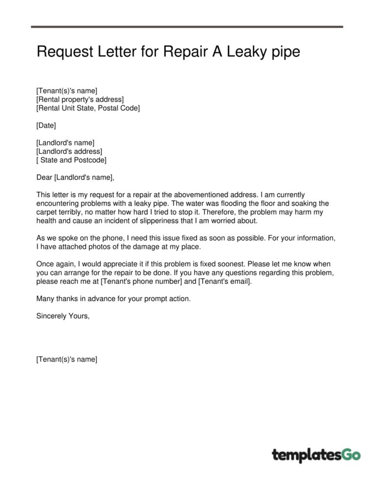 Free Letter To Landlord For Repairs Samples & Templates