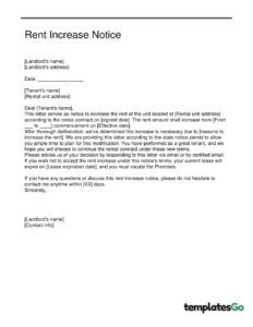 Rent Increase Notice With Editable Templates