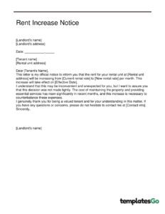 Rent Increase Notice With Editable Templates