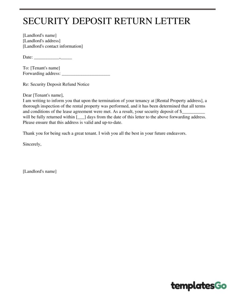 Create A Security Deposit Return Letter with Time-Saving Templates