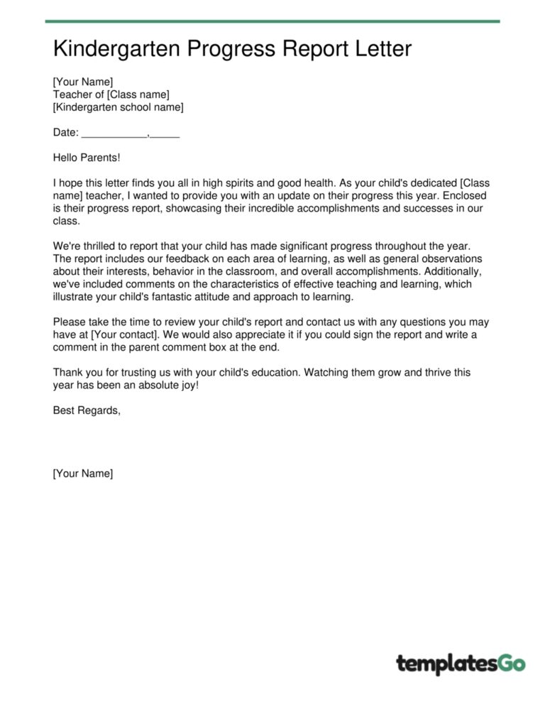 Student Progress Report Letter Templates To Edit Online