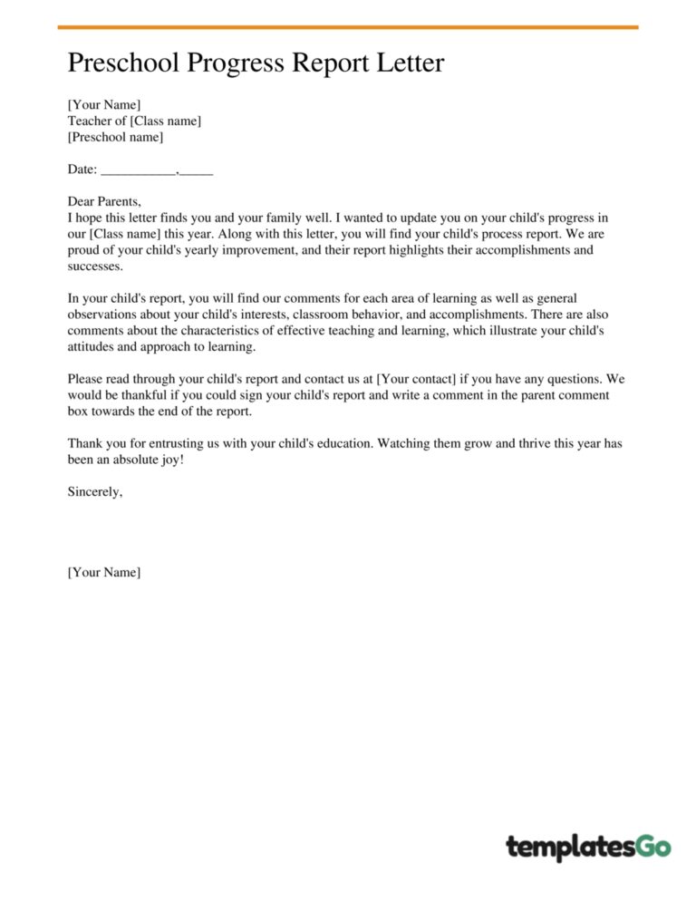 Student Progress Report Letter Templates To Edit Online Student Progress Report Letter Templates To Edit Online