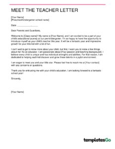 Get Your Free Teacher Introduction Letter To Parents Templates