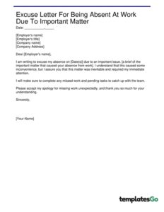 Best Excuses To Miss Work (& Funny) With Samples Letters