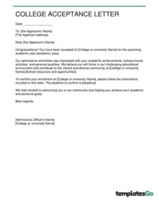 Best Samples Of College Acceptance Letter & Responses