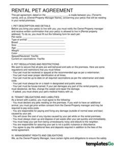 Pet Rental Agreement & Addendum Free Templates