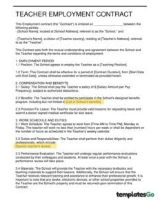 Easy-to-Use Teacher Contract Template: Customize with Ease